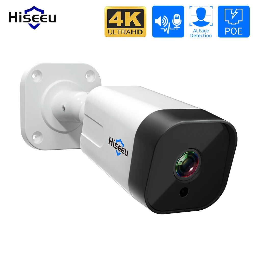 Hiseeu 4k 8mp 5mp 3mp Poe Ip Camera Audio Record Cctv Security ...