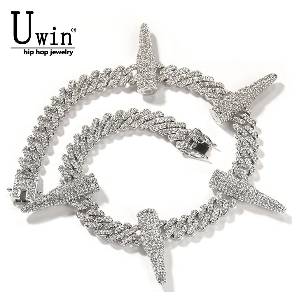 Uwin 12mm Cuban Link Chain Black Panther Zinc Alloy Bullets Necklace ...