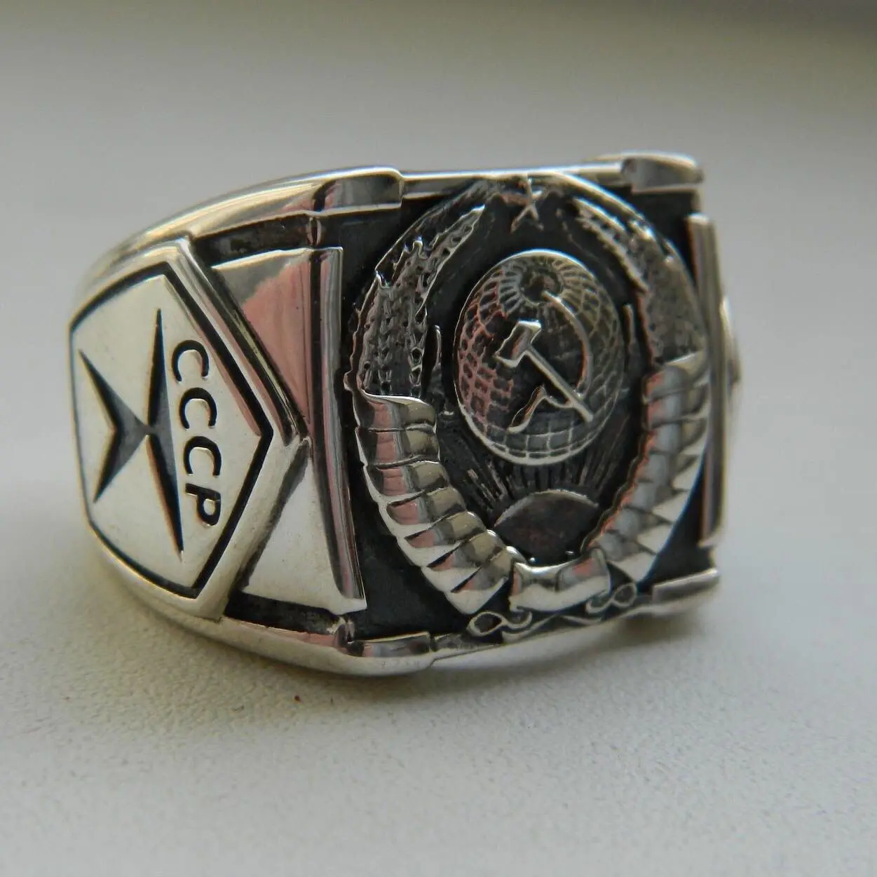 Silver Ring "SSSR". Ring Soviet Union. Silver 925. Ring with the coat ...
