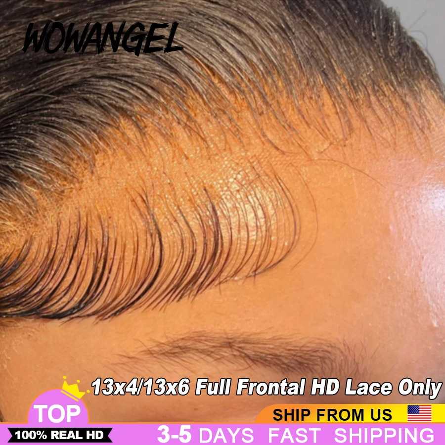 WOWANGEL 13X6 Full Frontal HD Lace Frontal Only Straight Hair 100% Real ...