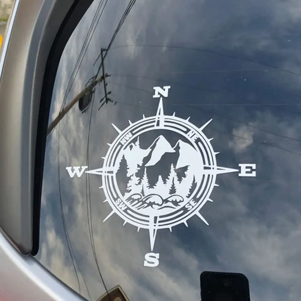 Compass-Car-Sticker-PVC-Window-Stickers-Natural-Mountain-Forest-Pacific ...
