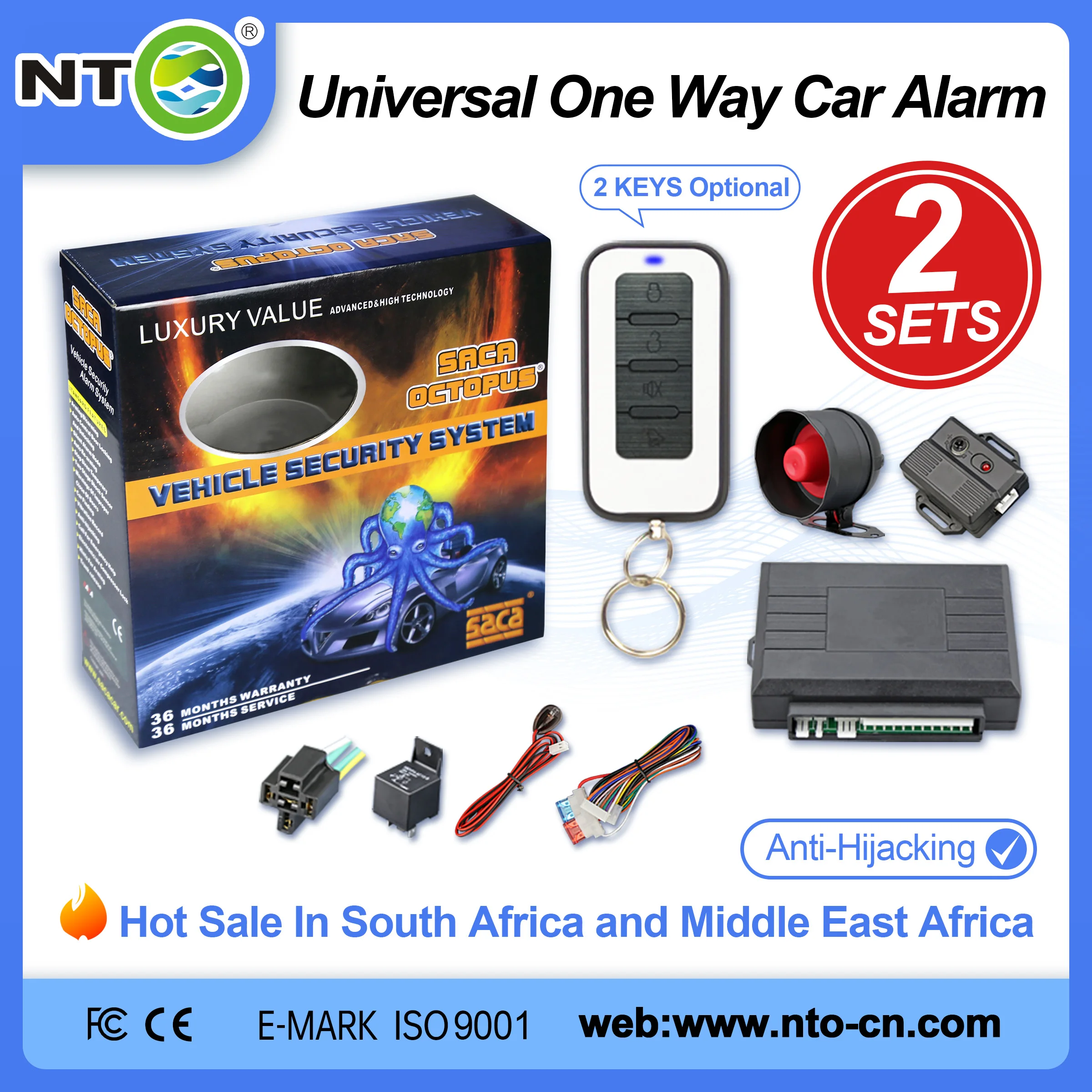 2-SETS-NTO-12V-Universal-1-Way-Smart-Car-Alarm-Anti-Hijacking-Central ...