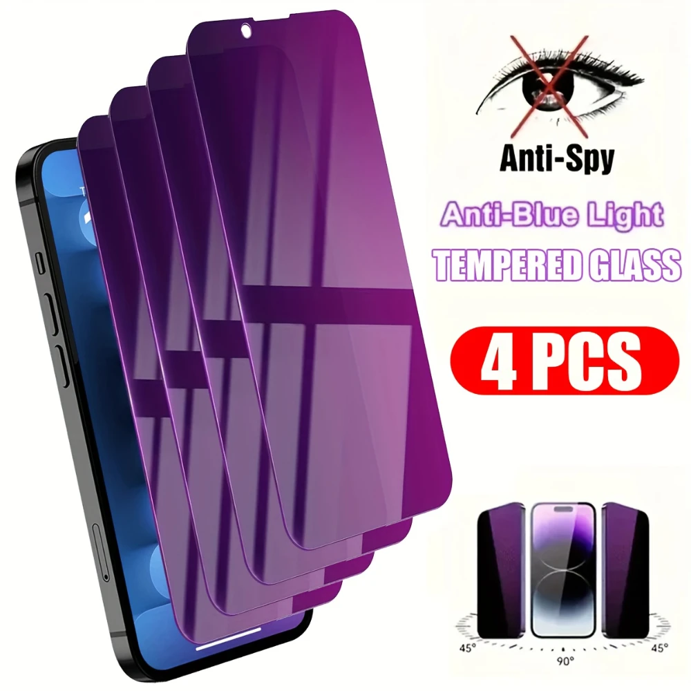 4Pcs Full Coverage Purple Light Blocking Privacy Screen Protectors for ...