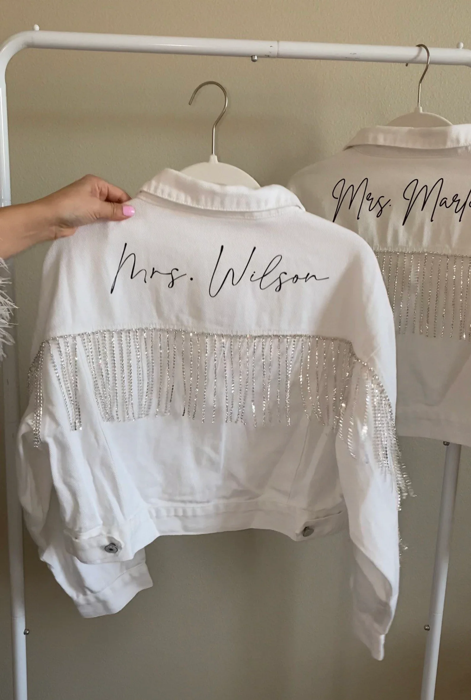 Personalized Jacket for Bride Rhinestone Diamond Fringe Nashville ...