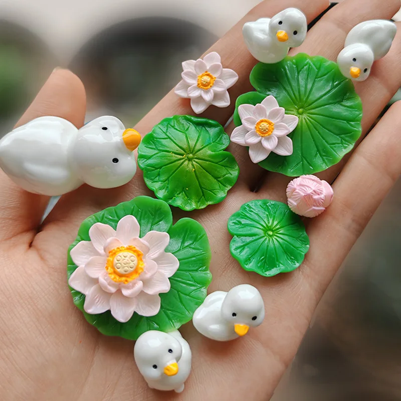 BAIUFOR-Fish-Lotus-leaf-Cartoon-Duck-set-Terrarium-Aquarium-Figurines ...