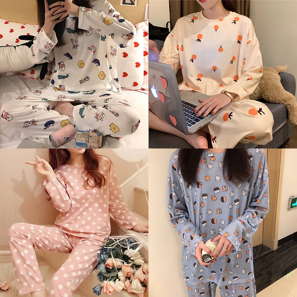 Pajama Set Long Sleeve Character Pants Women's Loungewear Transitional ...