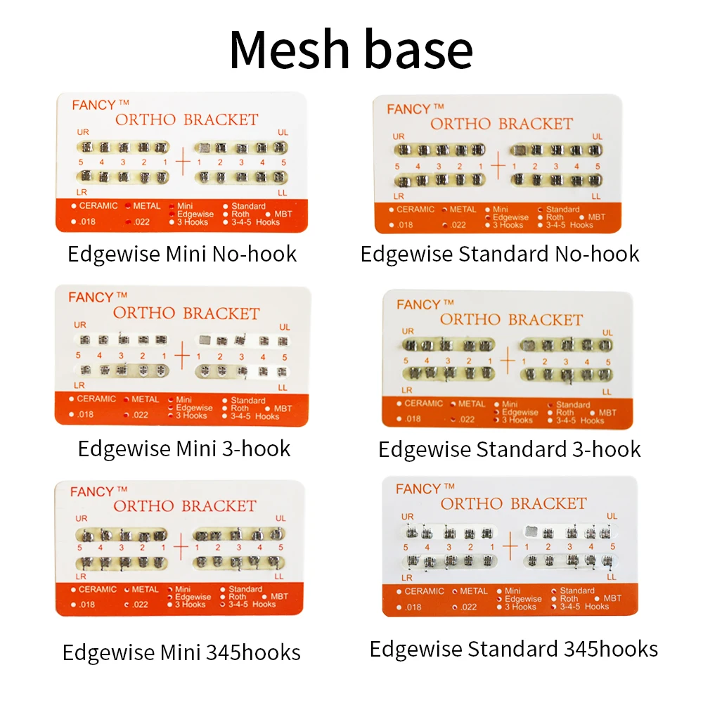 1Pack-20Pcs-Edgewise-Meshbase-022-Orthodontic-Brace-Bracket-0Hook-3Hook ...