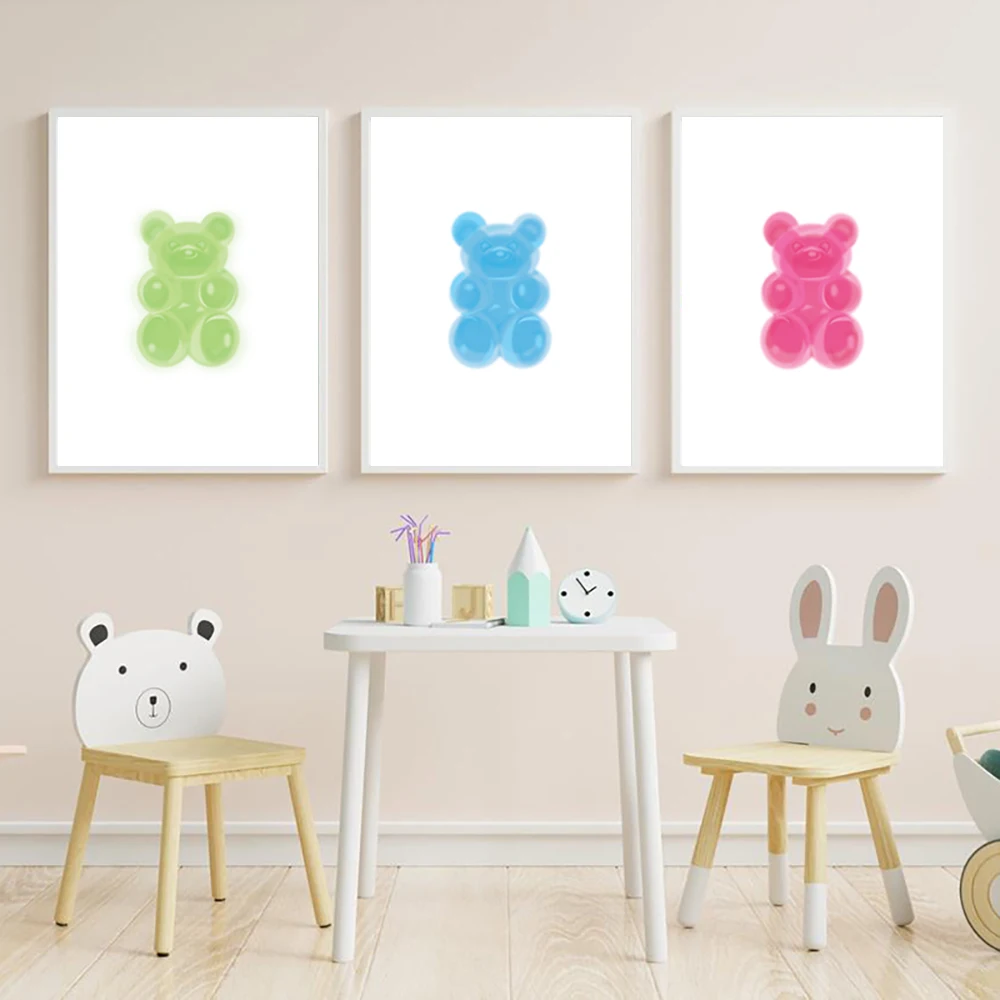 Funky-Gummy-Bear-Art-Print-Fashion-Posters-Hot-Pink-Lime-Green-Dark ...