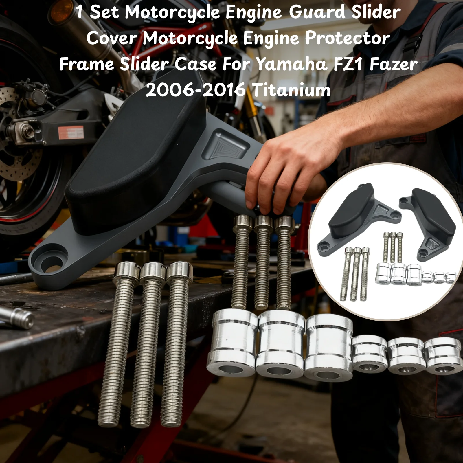 1 Set Motorcycle Engine Frame Guard Slider Engine Protector Titanium ...