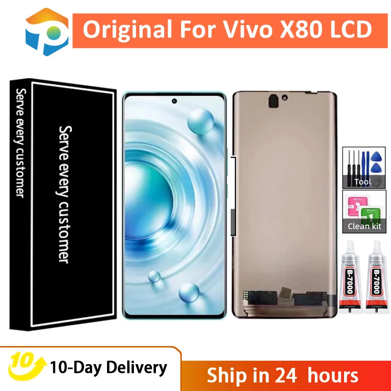100% Test Original For Vivo X80 LCD Display AMOLED X80 Screen V2183A ...