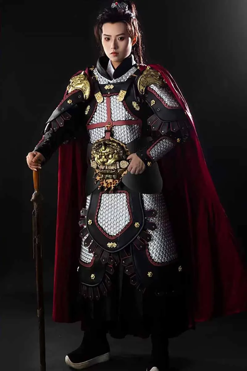 PVC-PU-Leather-Ancient-Chinese-Generals-Soldier-Armor-Men-Women-Slim ...