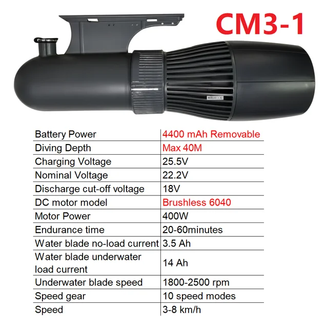 500w Electric Underwater Sea Scooter 60mins Diving Scooter 40M ...