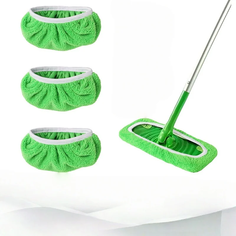 4 Pcs Reusable Green Mop Pads, Wet & Dry Cleaning Cloths, Washable Mop ...