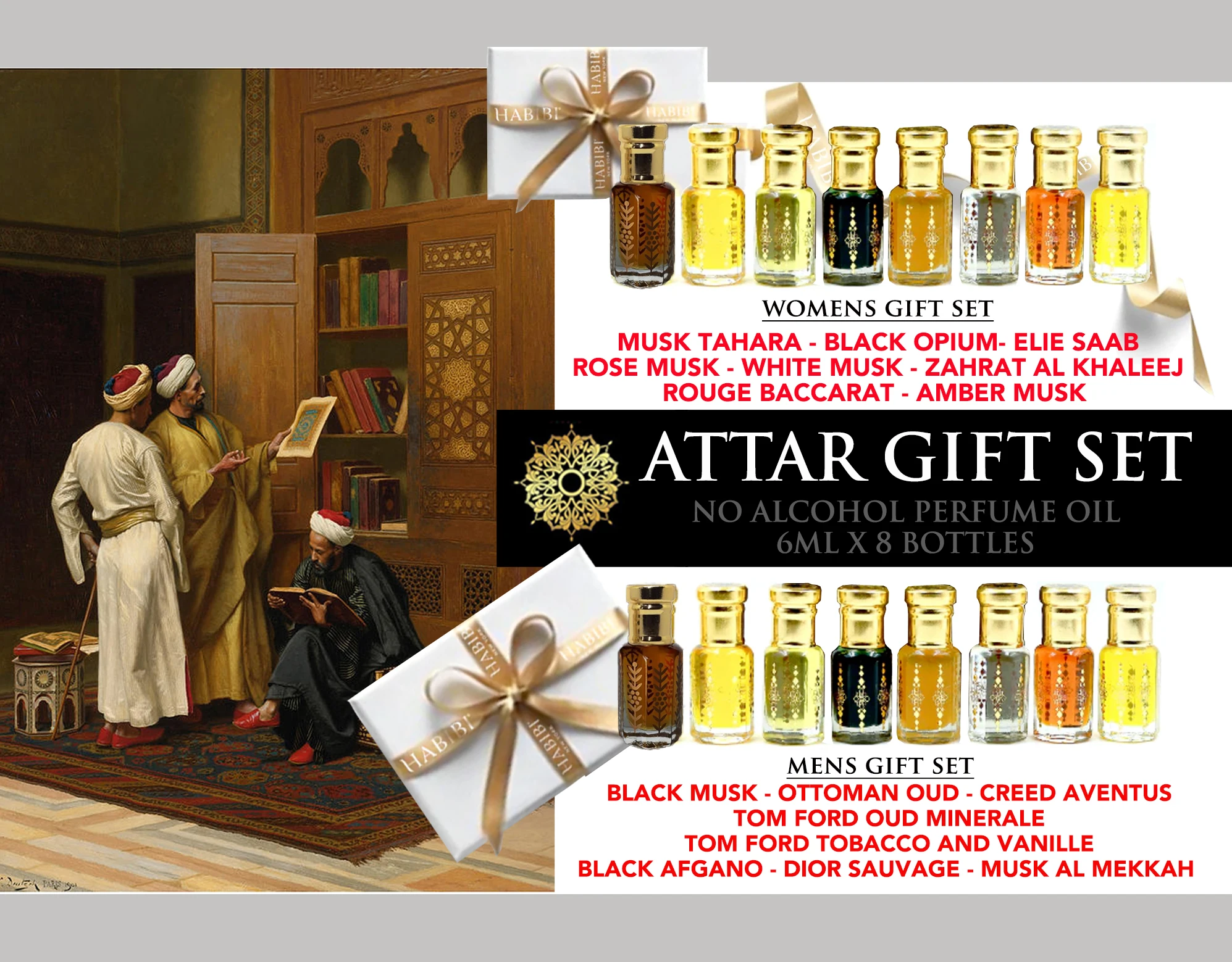 Luxury Attar Perfume Oil Gift Set Arabian Oud Musk (8x6ml Bottles) For ...