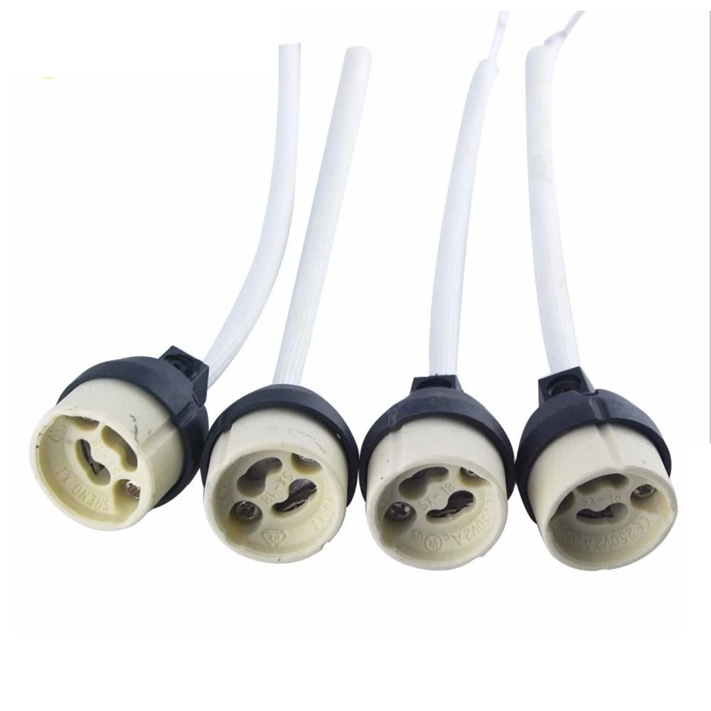 Adaptador de conector de 4 piezas, portalámparas halógeno de cerámica, LED, CFL, GU10, 18CM ...
