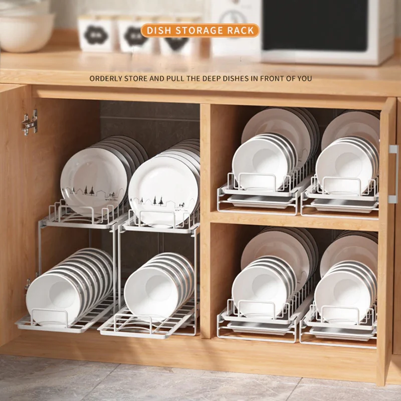 Kitchen-Plate-Storage-Rack-Kitchen-Cabinet-Built-in-Pull-out-Clatter ...