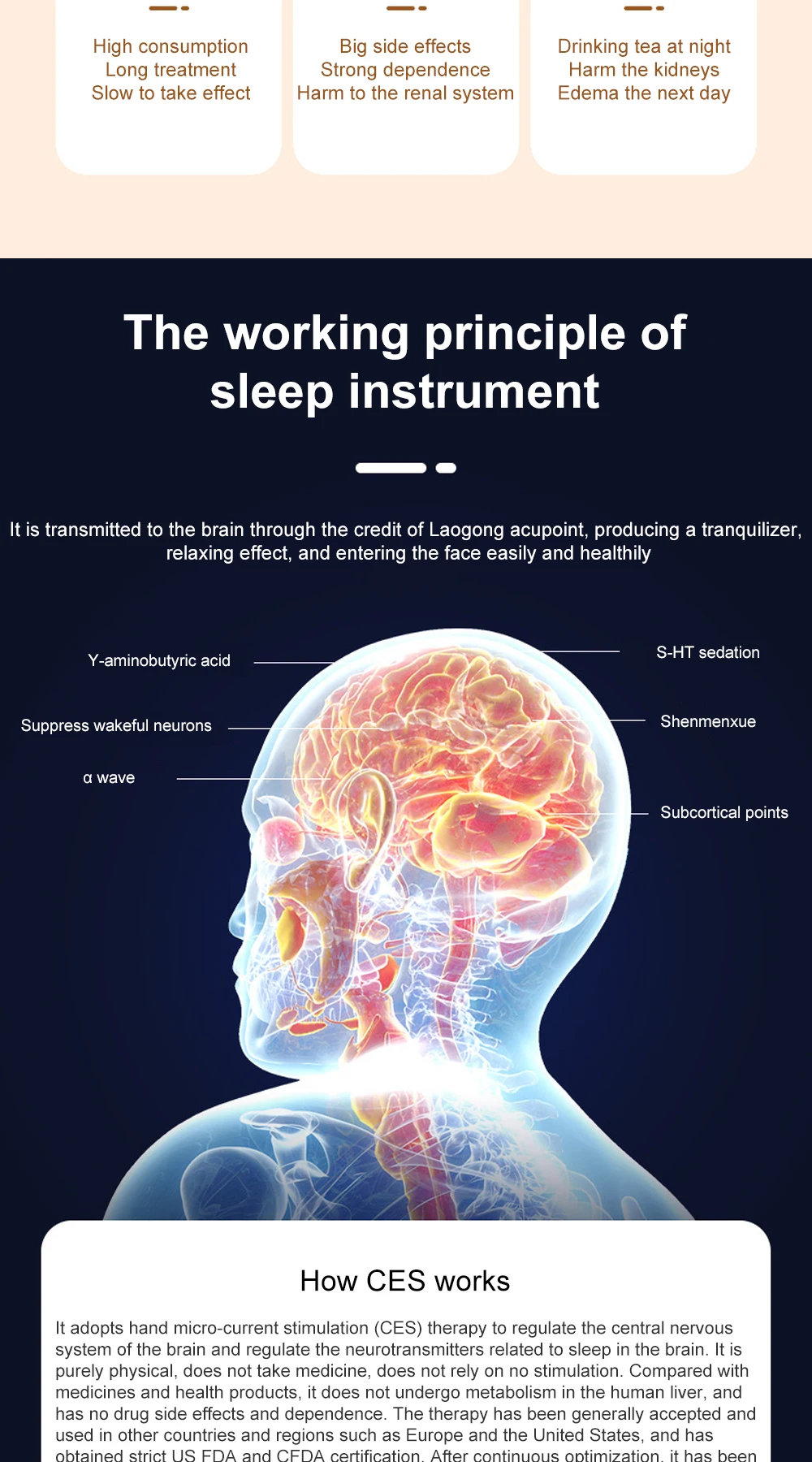 White-Appareil D'aide Au Sommeil, Micro-courant, Impulsion, Hypnosie, Relaxation, Massage, Anti ...