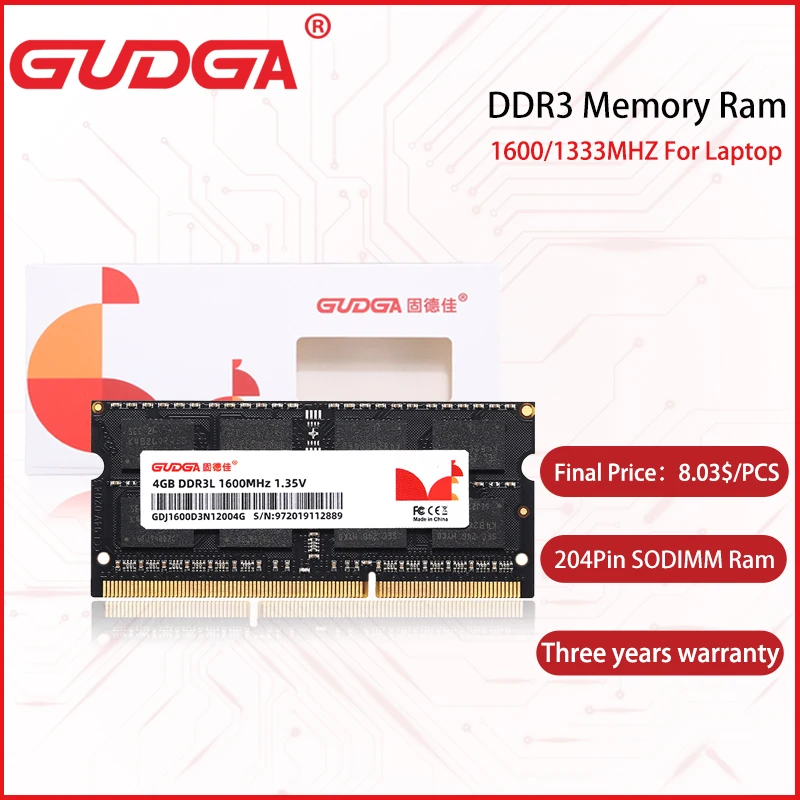 GUDGA-DDdr3L-Memoria-Ram-8Gb-4Gb-204pin-SODIMM-1333-1600Mhz-For ...