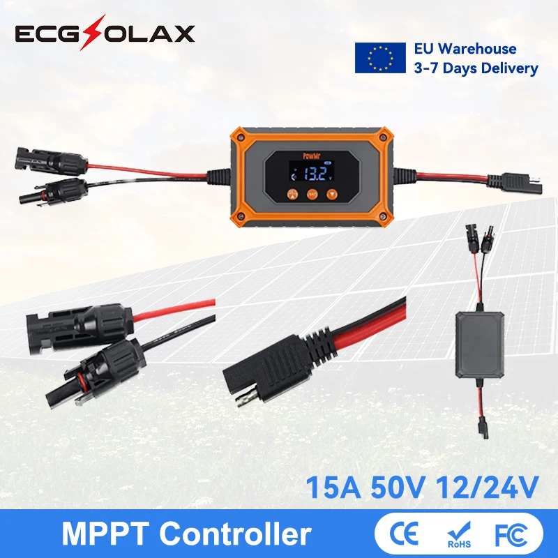 15A 50V MPPT Solar Charge Controller Solar LiFePo4 Battery Charger 12 ...