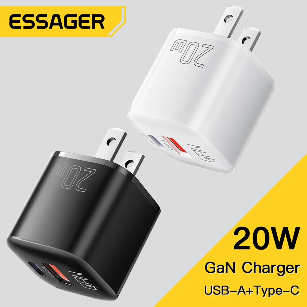 Essager-PD-20W-GaN-USB-Type-C-Charger-Portable-Fast-Charging-Charger ...