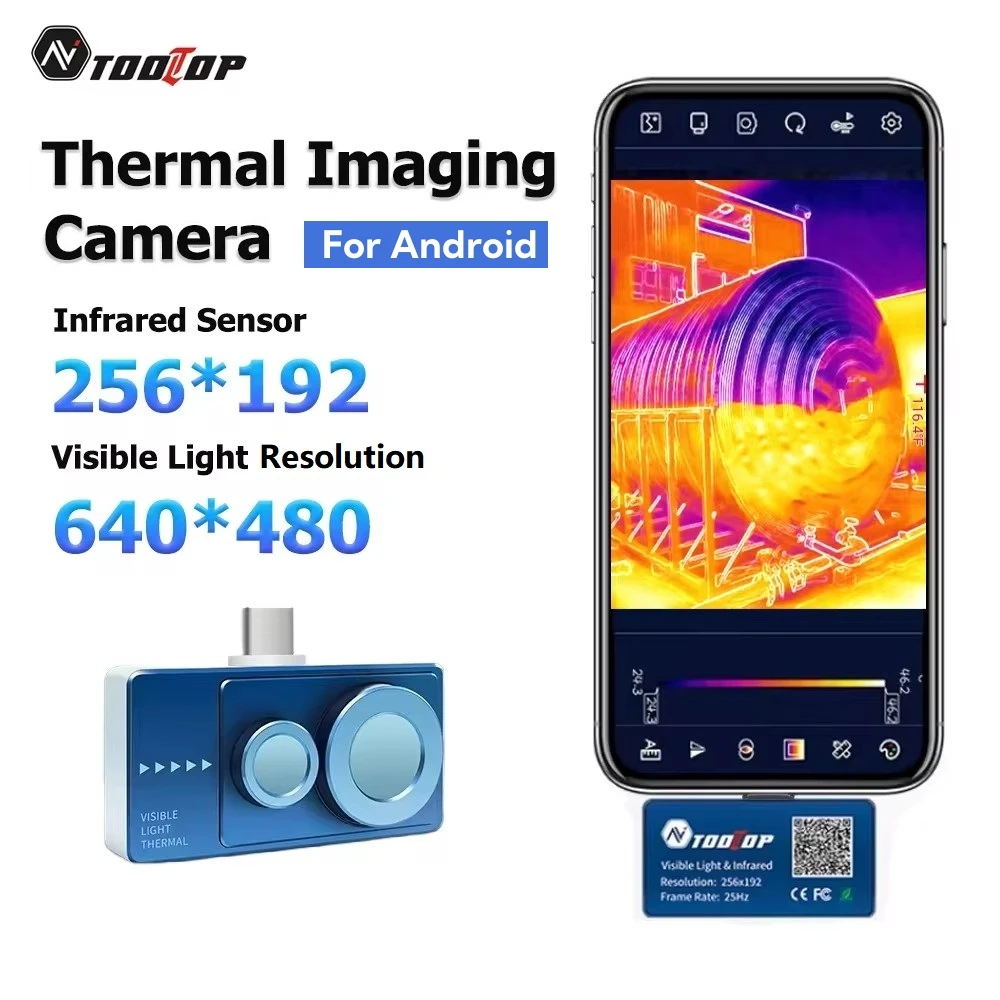 TOOLTOP-T7Pro-256x192-25Hz-Thermal-Imaging-CamerA-Photo-Video-Android-Visible-Light-Mini-Thermal ...