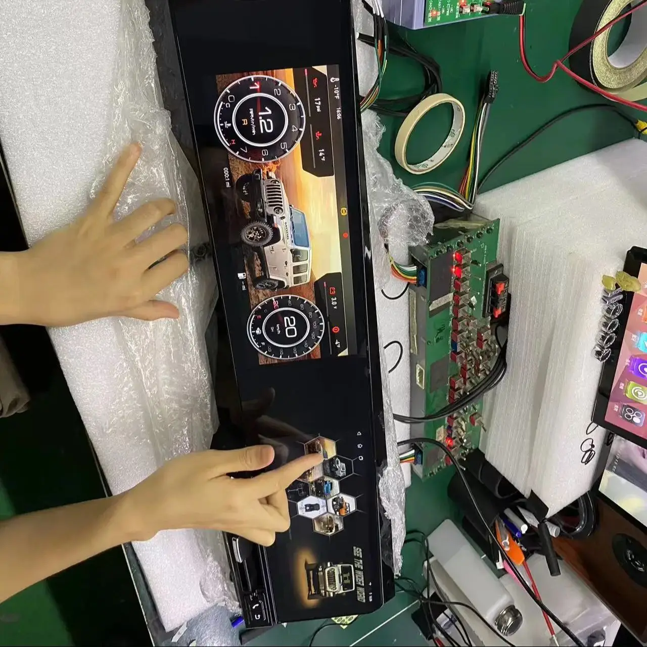 For-Jeep-Wrangler-JL-2018-2021-Android-Long-Strip-Cluster-Screen-2Din ...