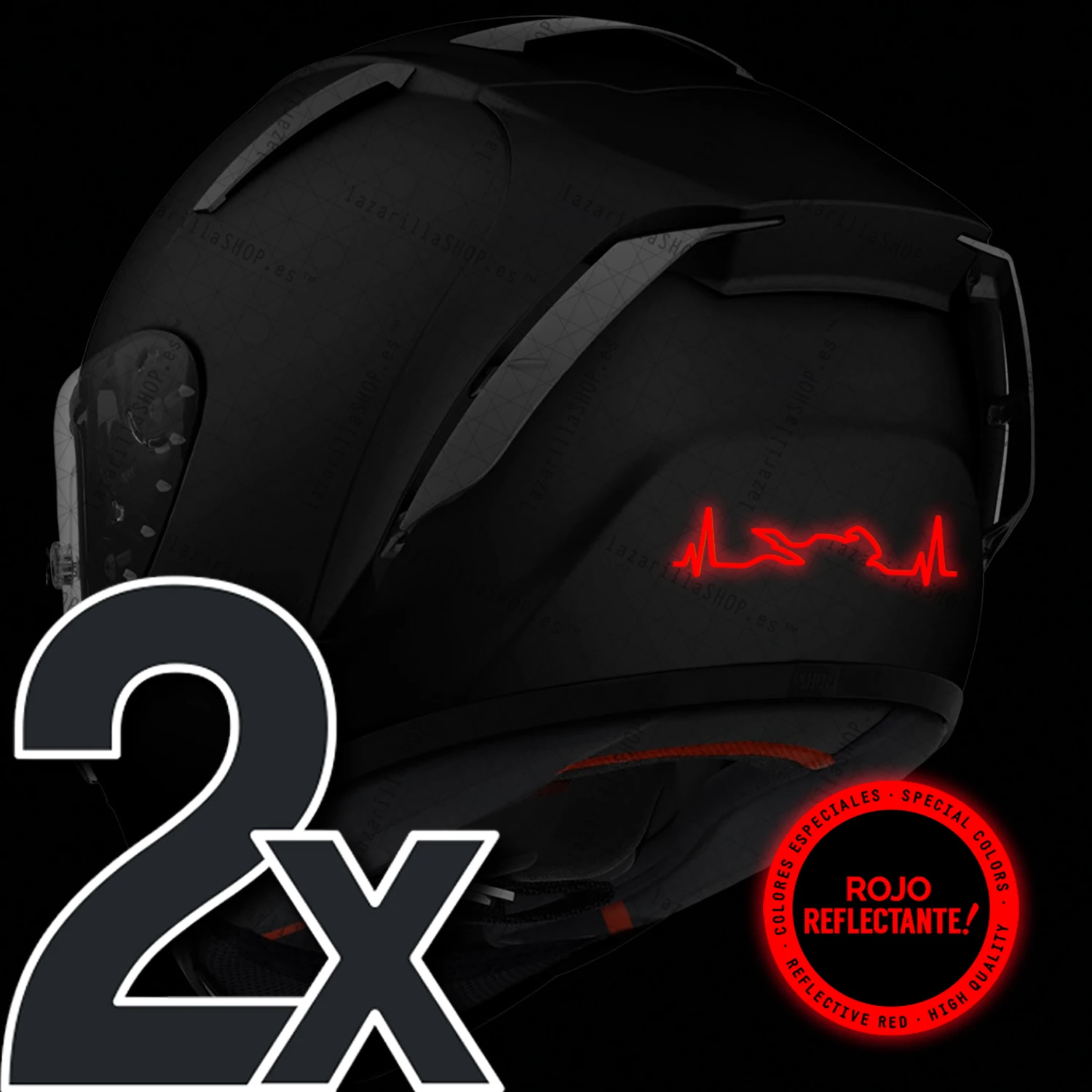 2x (2 pcs) reflective vinyl CARDIOMOTO red sticker motorcycle ...