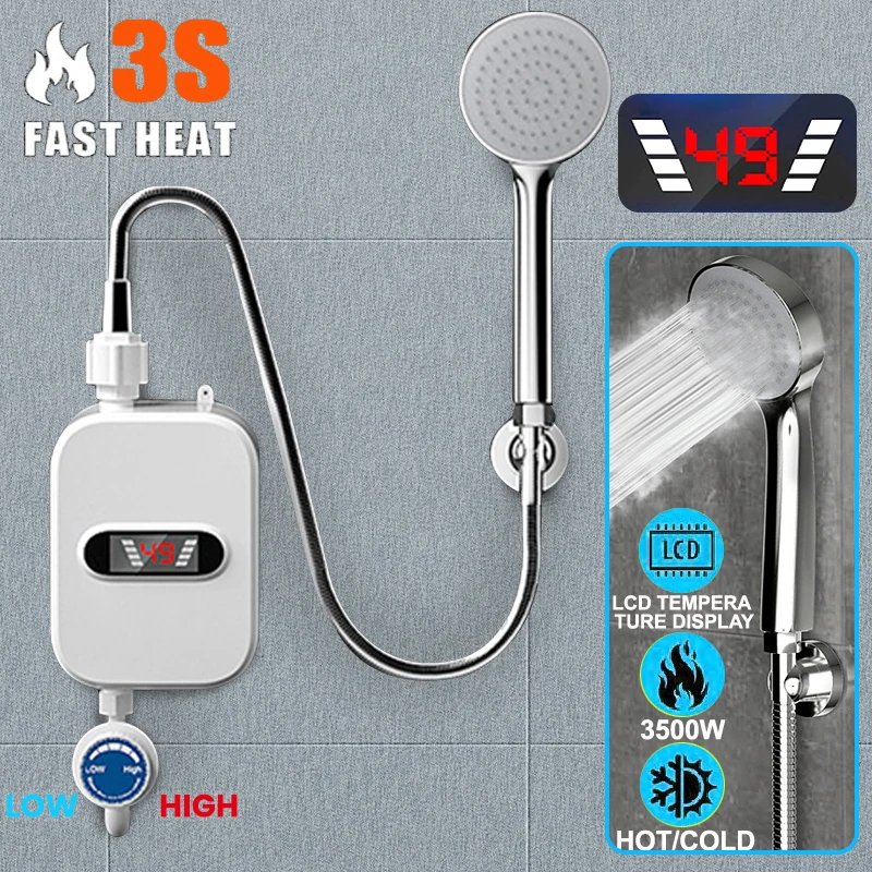 220V Instant Boiler Douche Eu Plug Boiler 3500W Digitale Display Voor ...