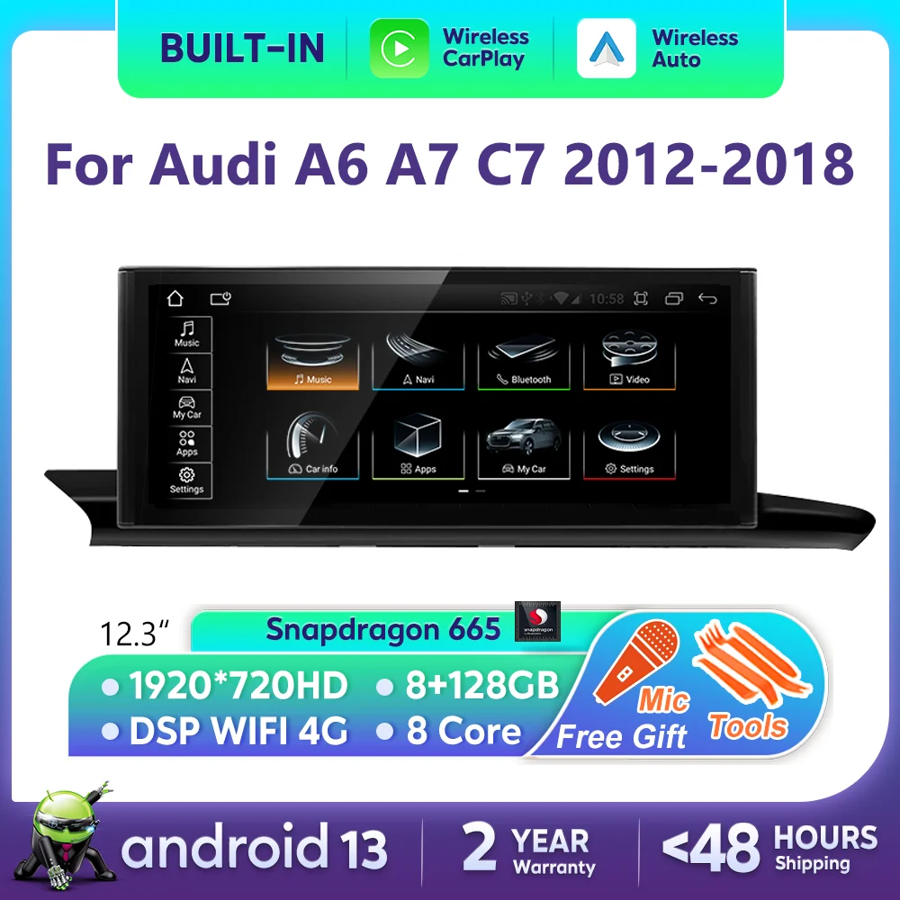 For-Audi-A6-A7-C7-Android-13-Car-Radio-Multimedia-mp3-Player-IPS ...