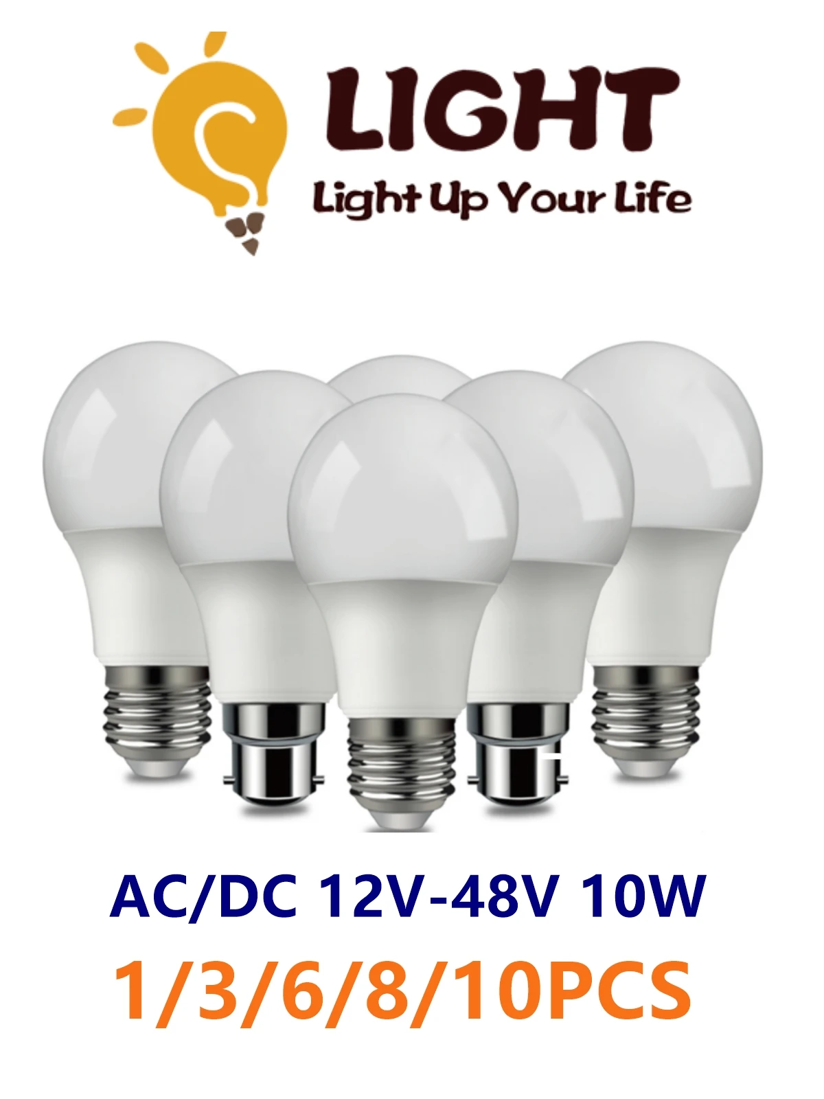 1 10Pcs Dc/Ac 12 V 48V Led Lamp A60 E27 B22 Lampen 10W bombilla Voor ...