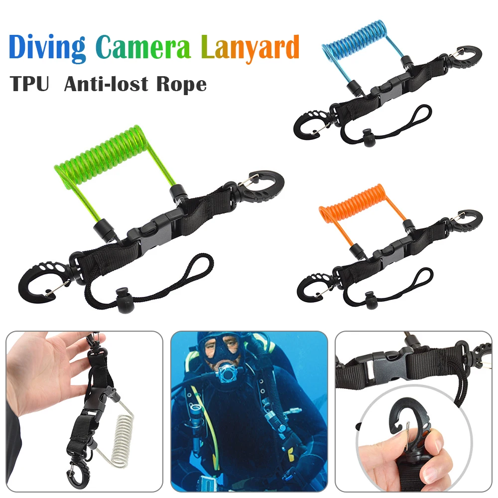 Scuba Diving Snappy Coil springs TPU Cameras Console Lanyard - Easy ...