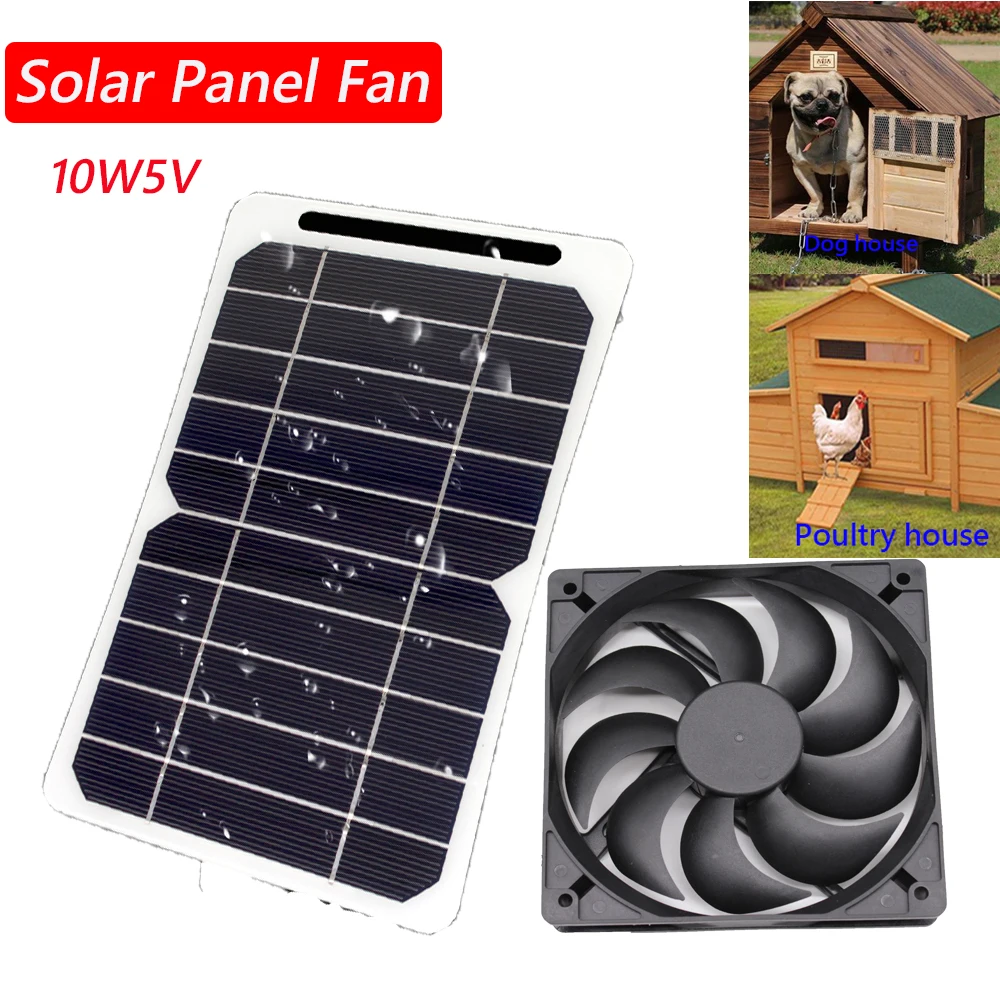 Solar-Panel-Fan-10W-5V-USB-Outdoor-Mobile-Phone-Charger-Camping-Hiking ...