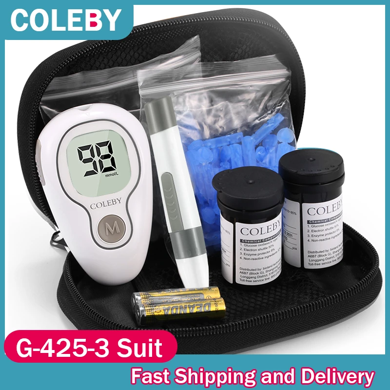 Coleby Blood Glucose Meter 50/100pcs Test Strips Lancets Glucometer Kit ...