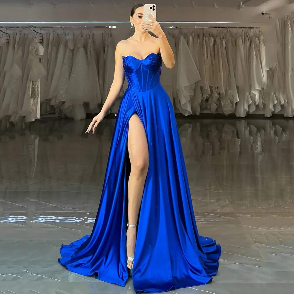 Msikoods Robe de graduation en satin 2026, sexy, à fente haute ...