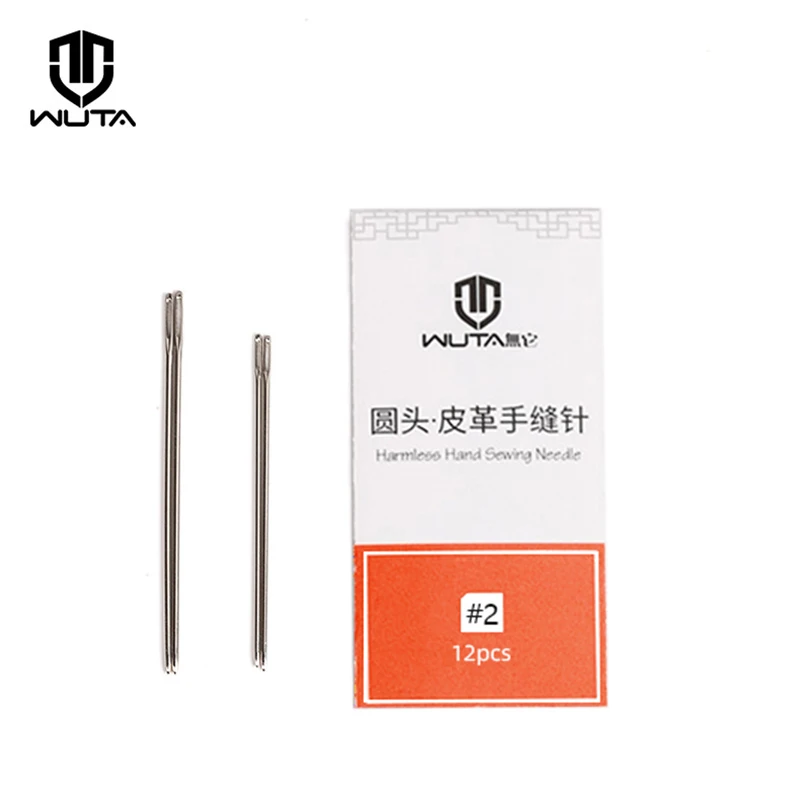 WUTA 24 Pcs Large Eye Blunt Stitching Needle Harness Round-pointed Needle Leather Hand Sewing ...
