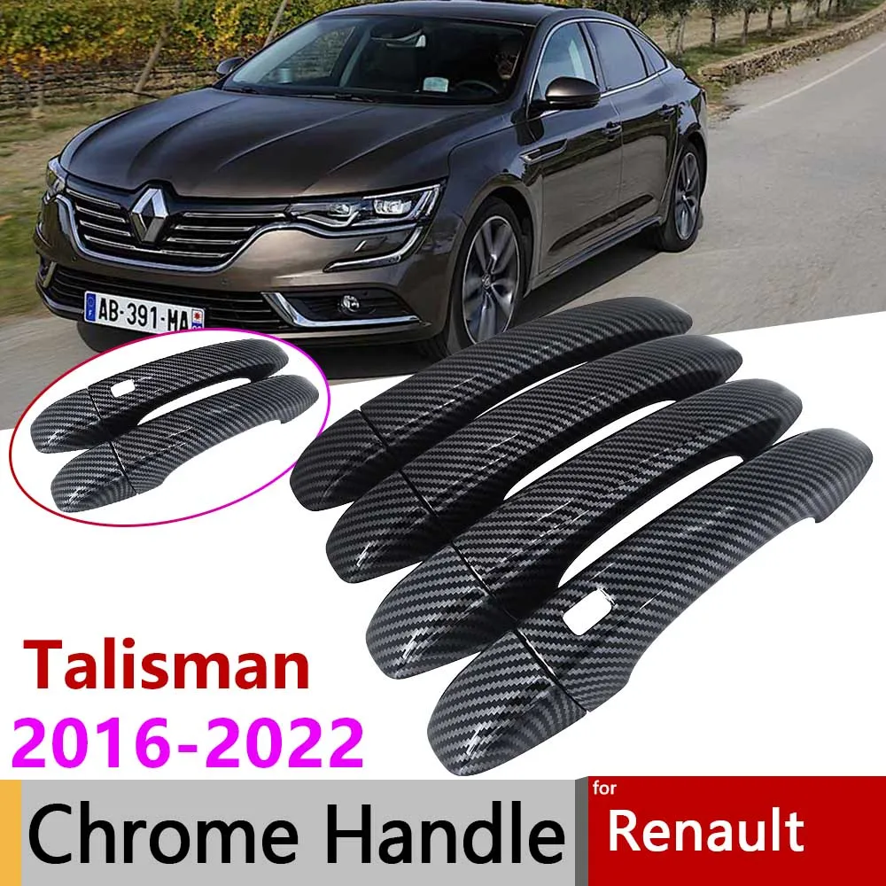 Black Carbon Fiber Exterior Door Handle Cover For Renault Talisman ...