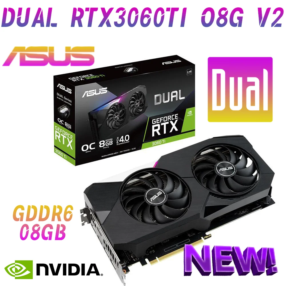 ASUS NEW DUAL RTX 3060 TI O8G V2 Video Cards GDDR6 8GB Graphics Card ...