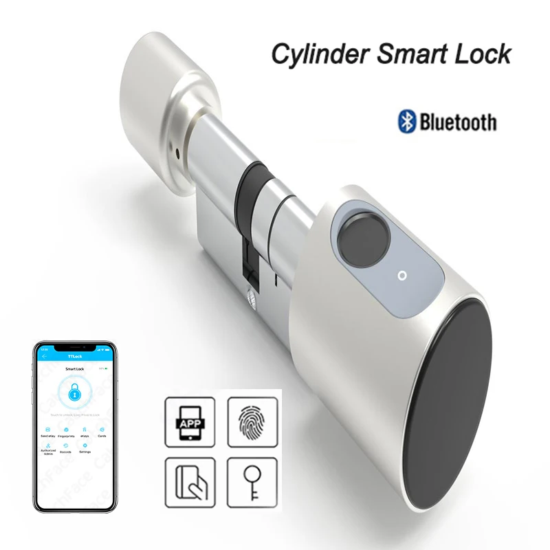 Smart Cylinders Lock Tuya 70mm Electronic Bluetooth APP Remote ...