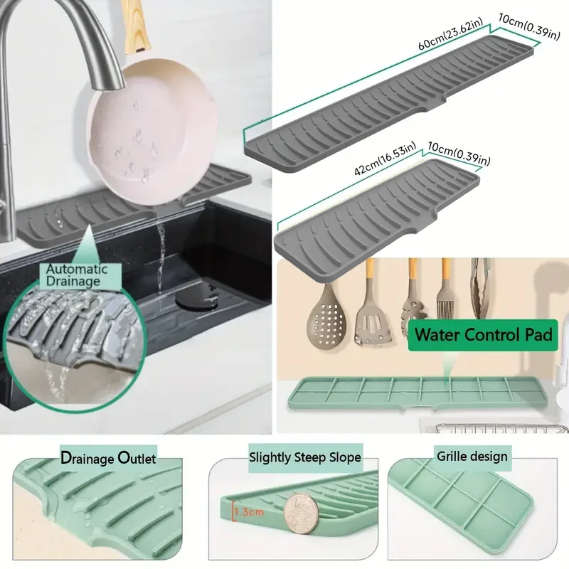 Kitchen sink splash guard sink drain pad slope diversion drainage pad ...