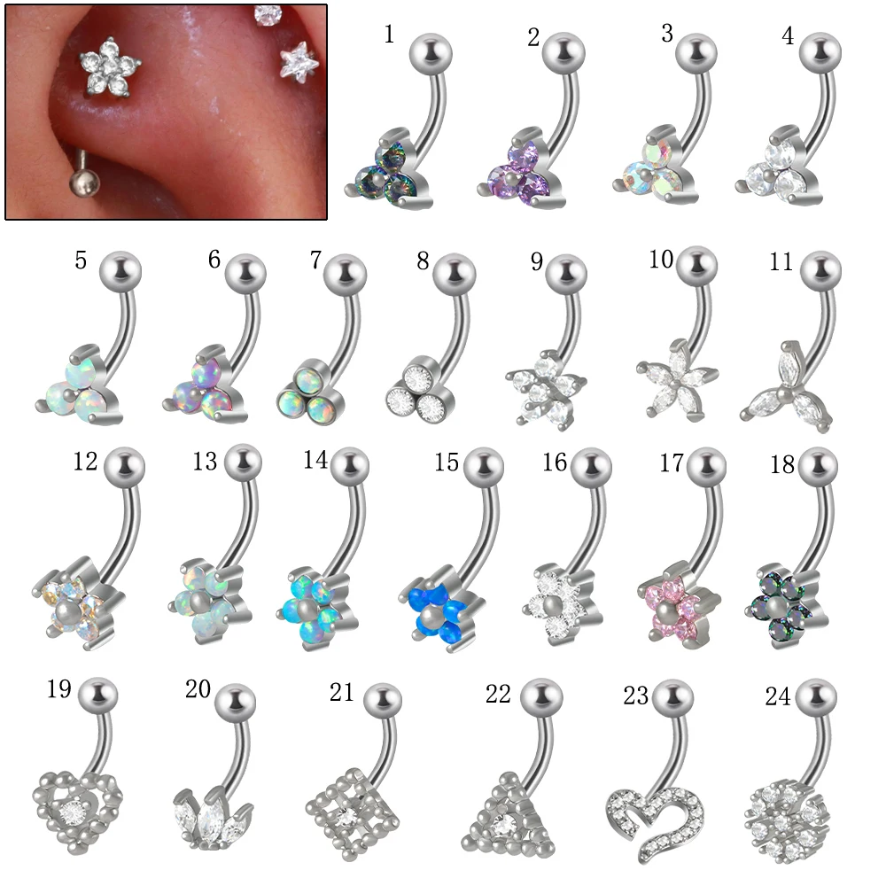 1PC-G23-TItanium-16G-Crystal-Flower-Rook-Piercing-Opal-Eyebrow-Ring ...