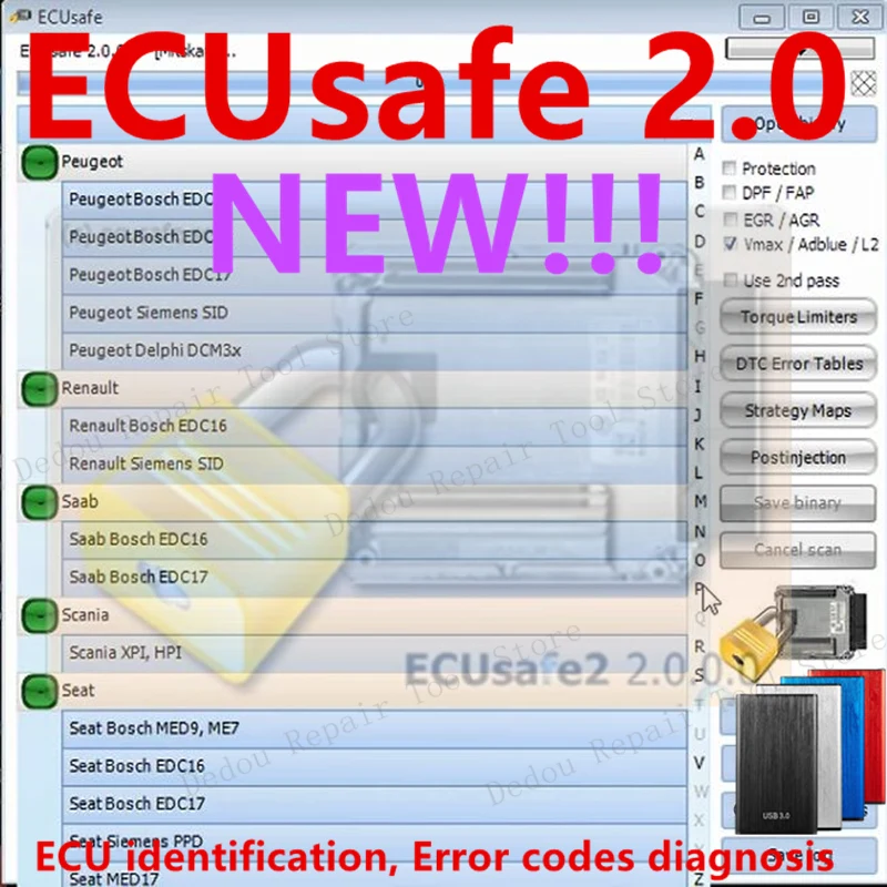 2022 Hot Selling ECUSafe 2.0 ECU ECM 2.0 Diagnostic Tool Software For ...