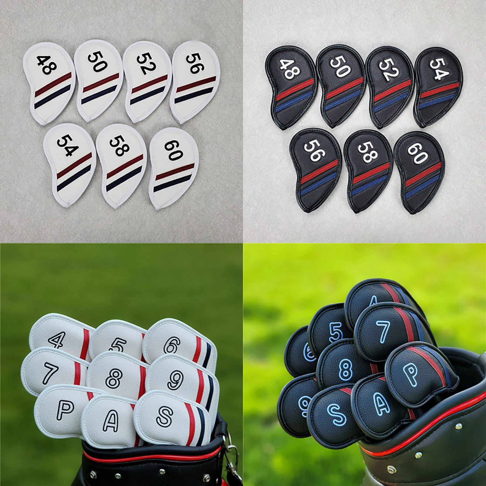 7/9pcs Golf Club Iron And Wedge Covers,simple Striped Head,4-9 Asp,golf ...