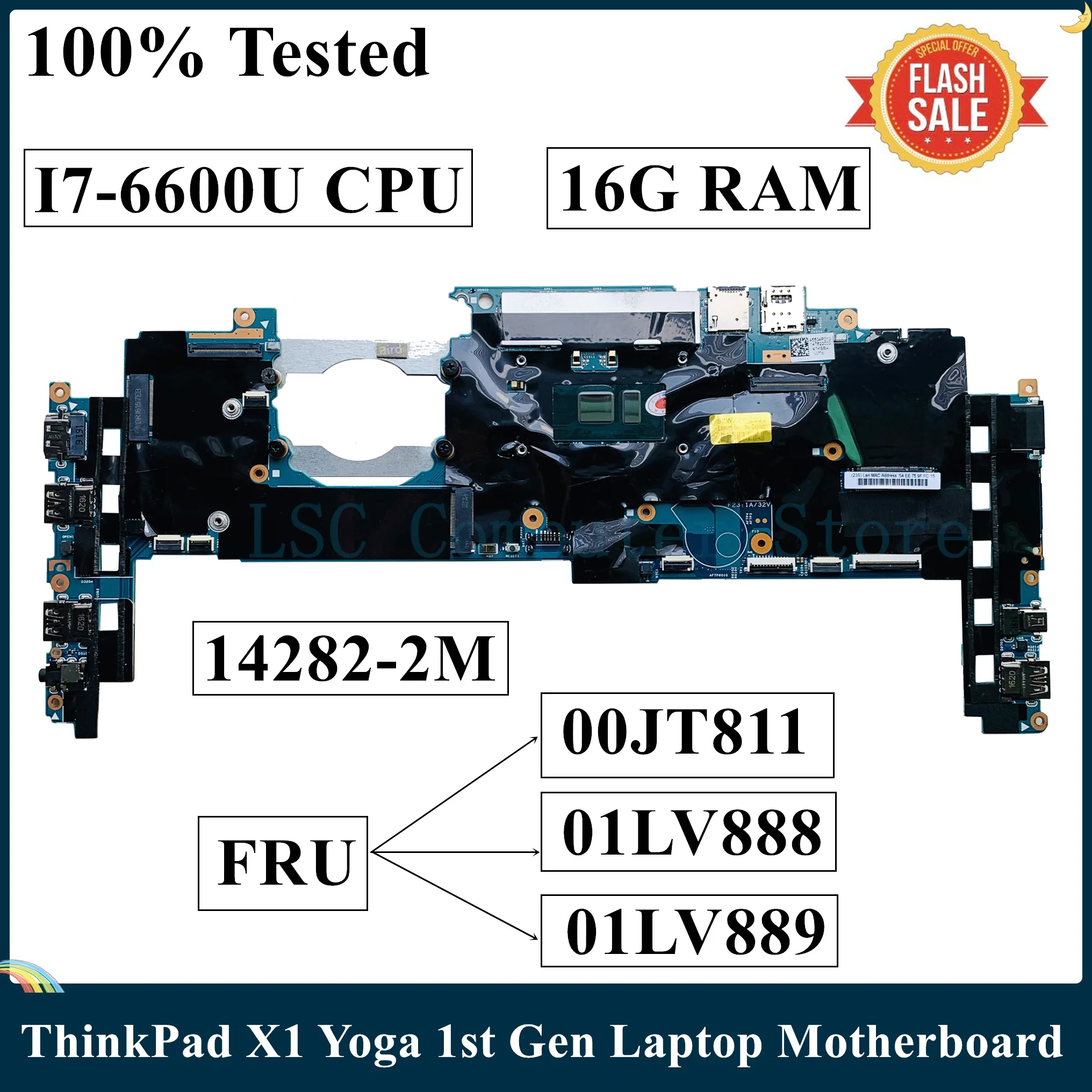 LSC Refurbished For Lenovo ThinkPad X1 Yoga 1st Gen Laptop Motherboard ...