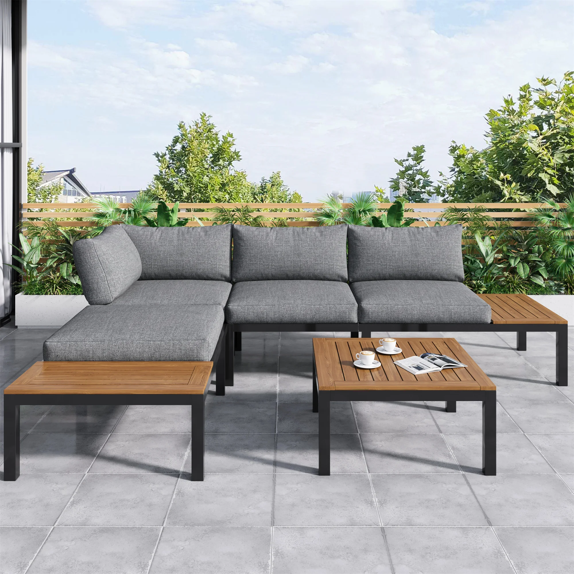 Garden Furniture Sets Garden Furniture Set 5 Persons Polyrattan garden ...