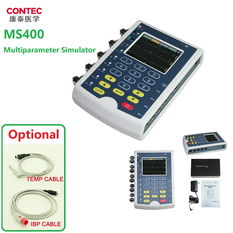 Contec-simulador de paciente de temperatura MS400, multiparámetros, ECG, IBP, envío por el ...