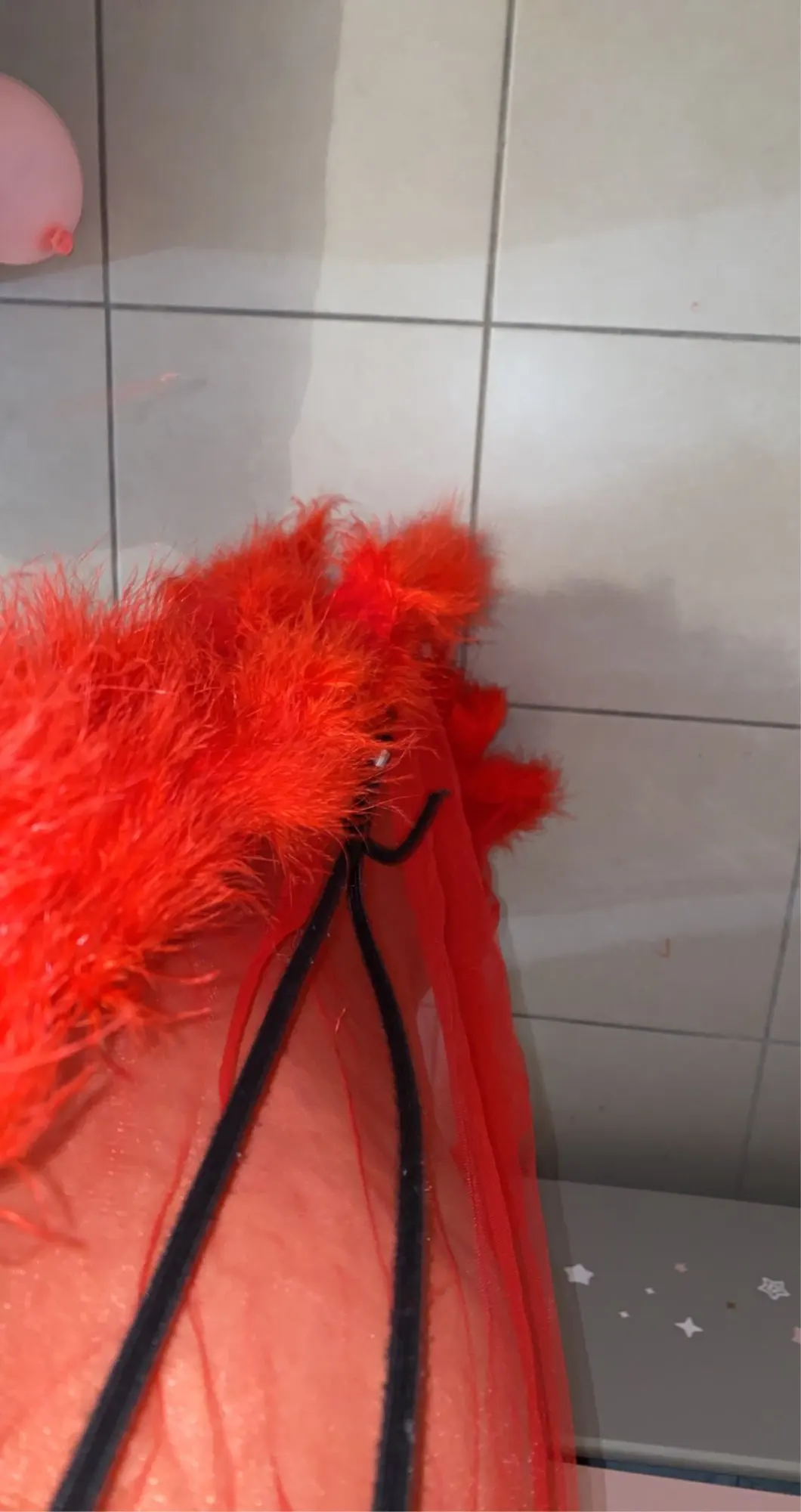 Sheer Mesh Robe with Marabou Trim