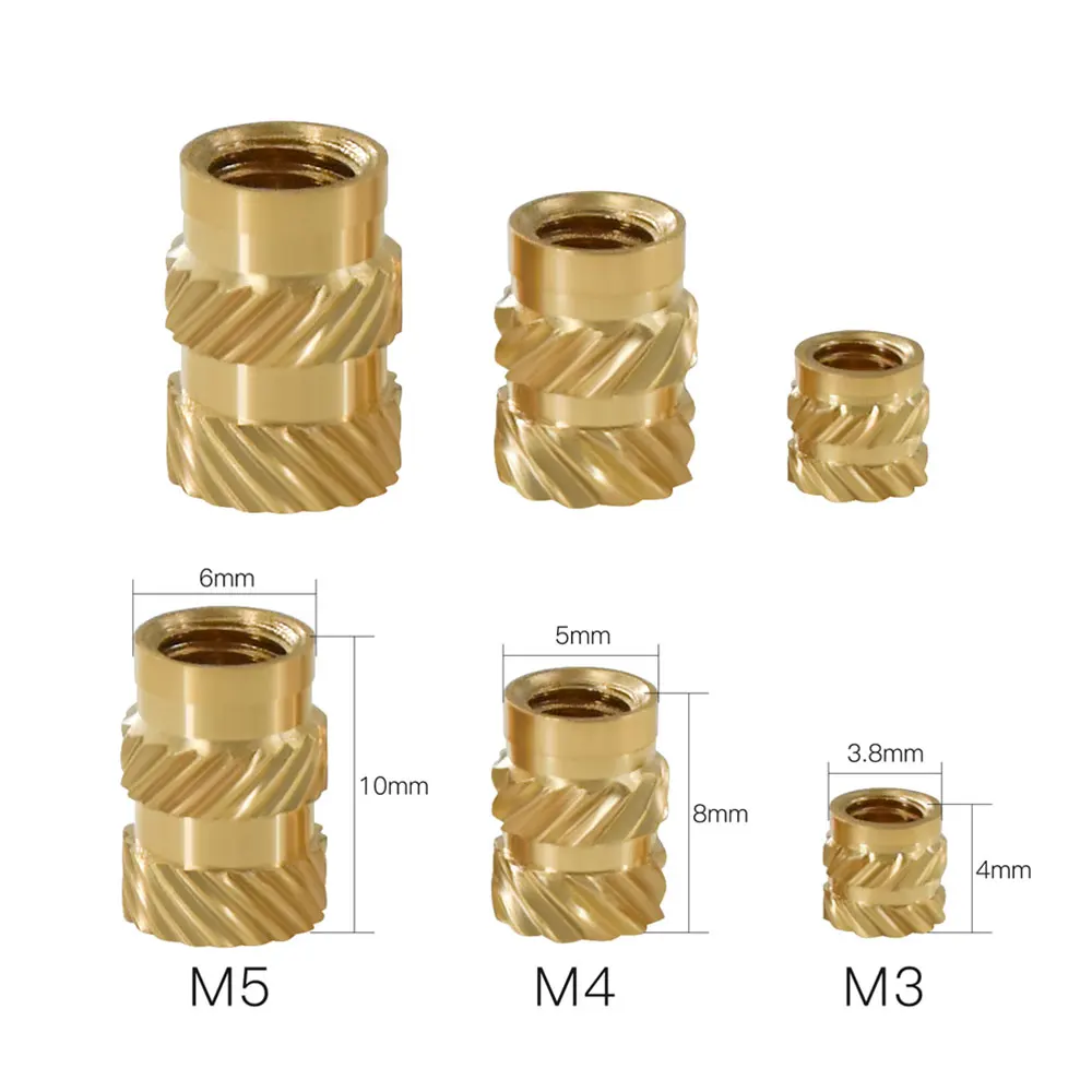 M3 M4 M5 Brass Hot Melt Insert Knurled Nut Thread Heat Molding Double SL-Type Twill Injection ...