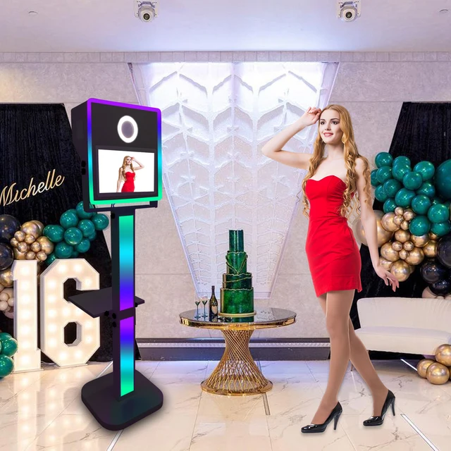 Portable Magic Mirror Photo Booth for Camera with 15.6 inch Touch Screen DSLR Photobooth Machine ...