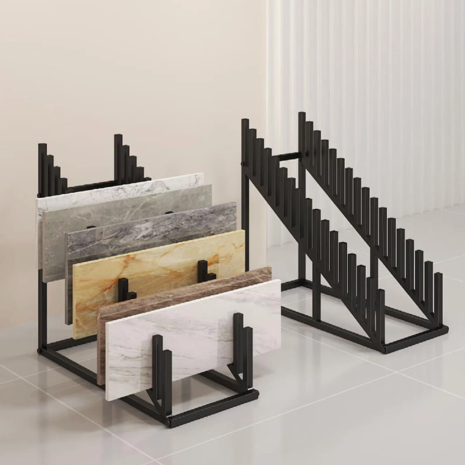 Metal Tile Display Rack Practical Freestanding High Strength Triangular ...