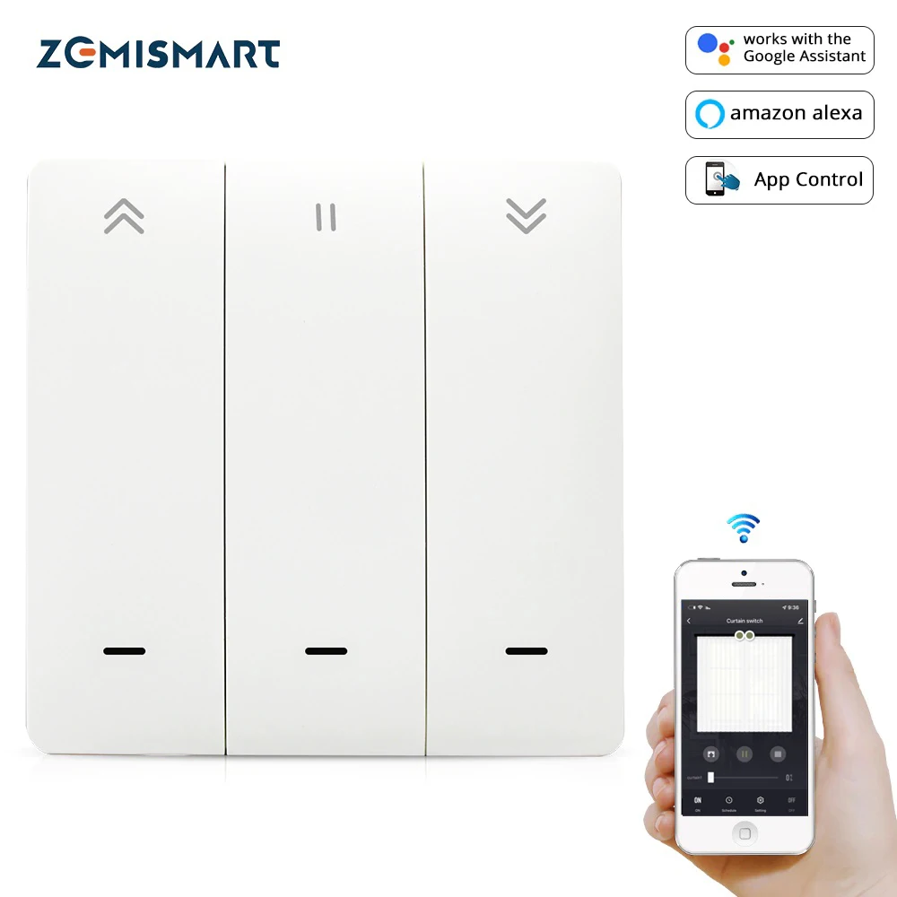 Zemismart Wifi Tuya Roller Shade Switch Wall Push Switch Alexa Echo ...